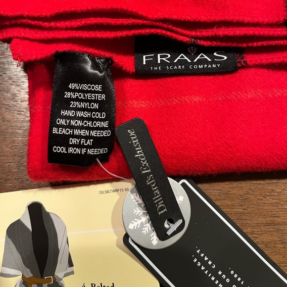 Fraas | Accessories | Nwt Red Fraas Square Blanket Scarf Dillard ...